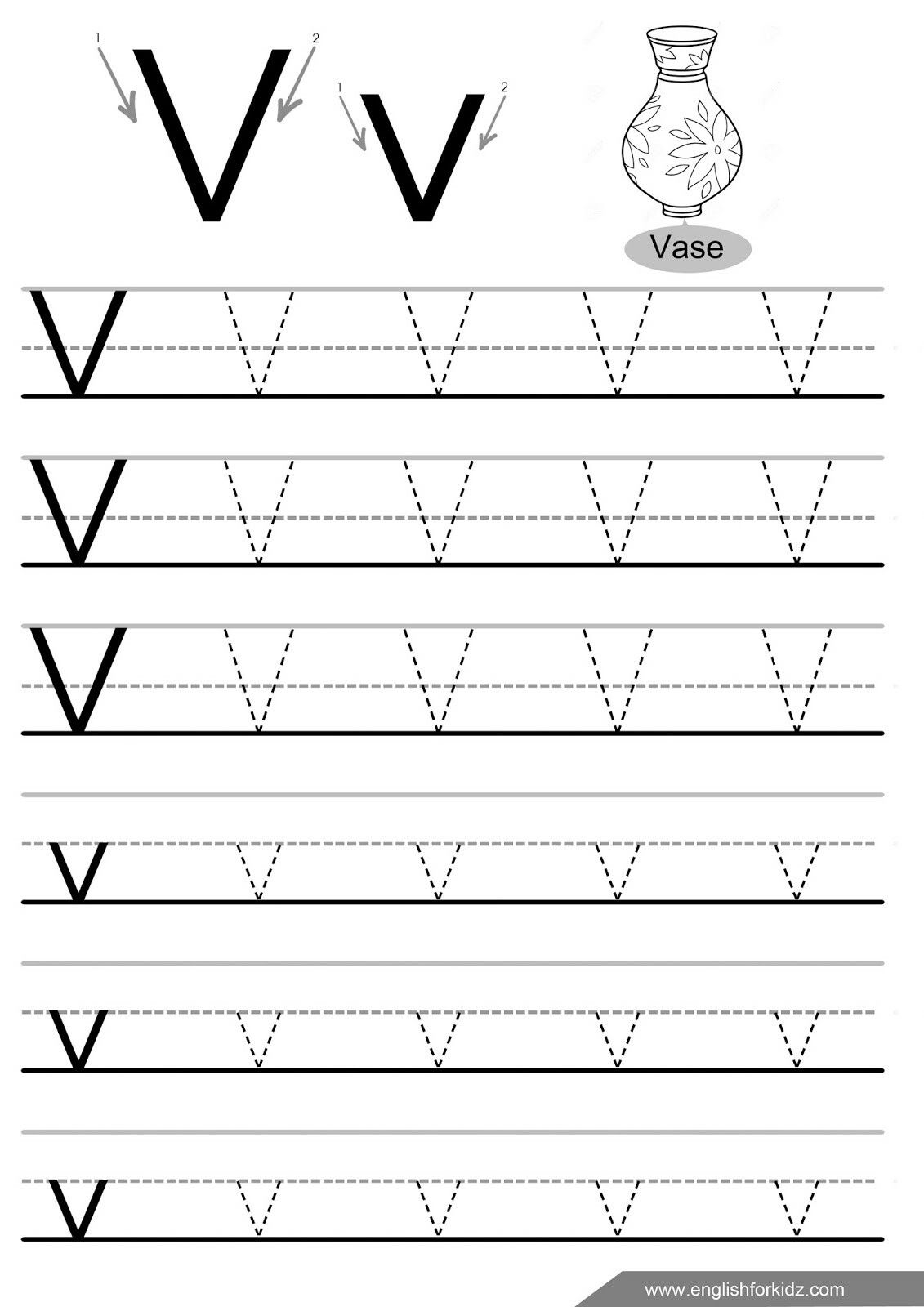 Letter V Worksheet Tracing Dot To Dot Name Tracing Website