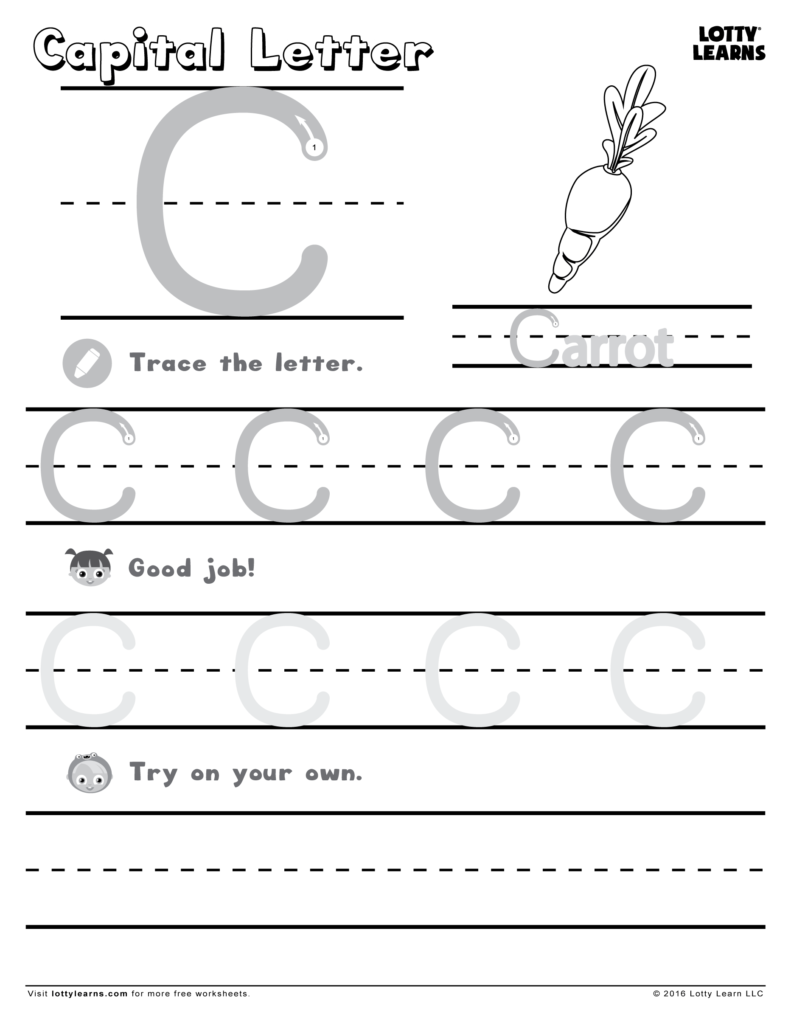 Capital Letter C Tracing Worksheets - Dot to Dot Name Tracing Website