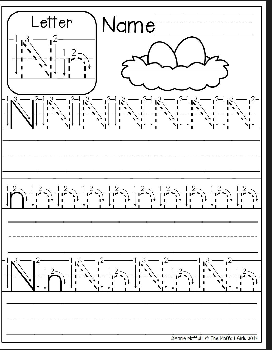Tracing Letter Nn Worksheet Dot To Dot Name Tracing Website