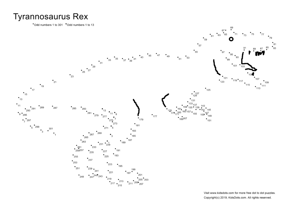 T Rex Dot To Dot - Dot to Dot Name Tracing Website