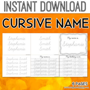 Cursive Writing Name Practice Sheets - Dot to Dot Name Tracing Website